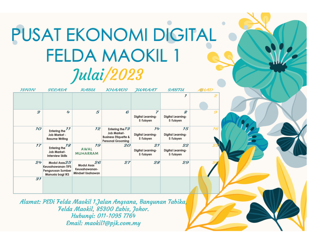 Jadual Latihan Julai 2023 – NADI Felda Maokil 1